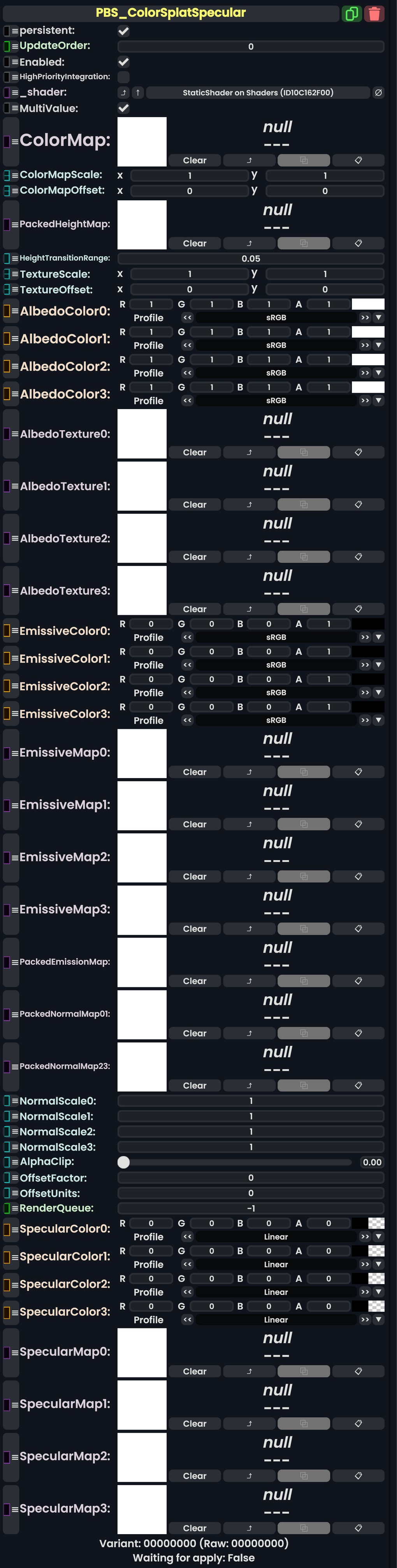 Component:PBS ColorSplatSpecular - Resonite Wiki